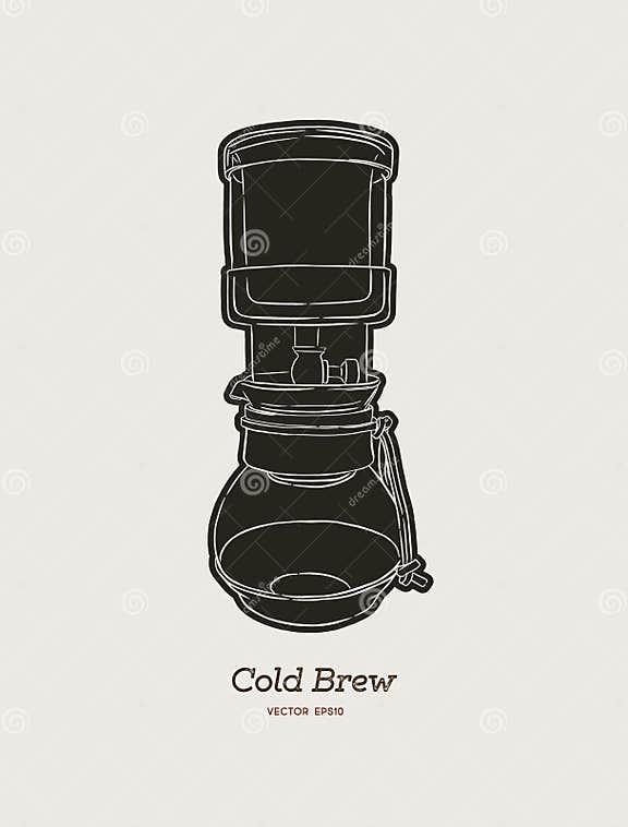 Cold Brew. Coffee Maker Hand Draw Vector. Stock Vector - Illustration ...