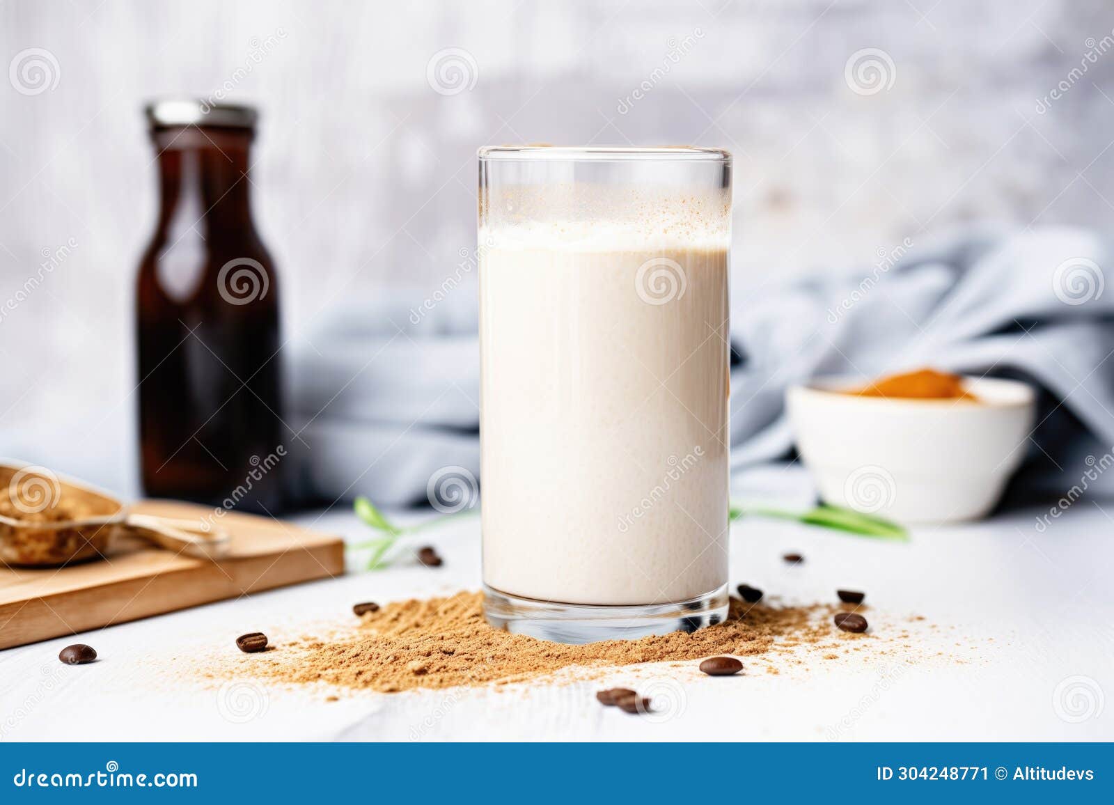 Cold Brew Coffee with Oat Milk, Side View Stock Image - Image of ...