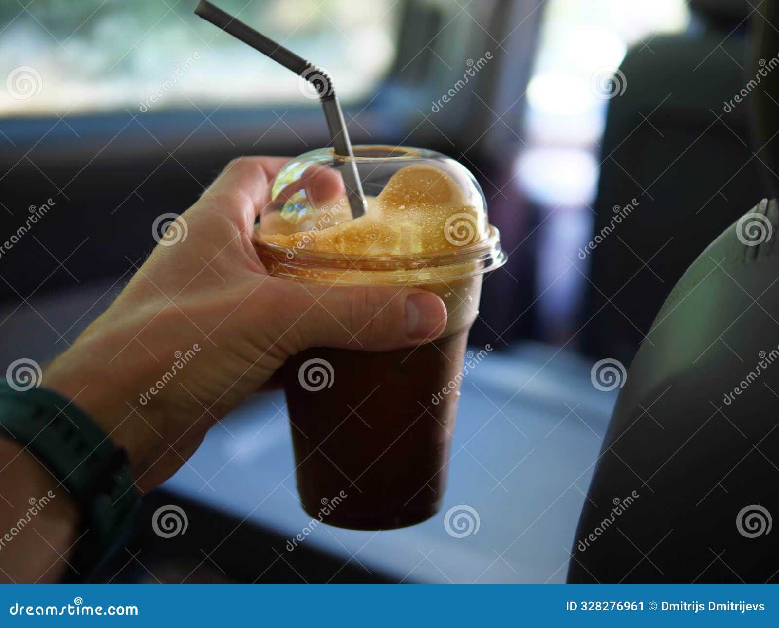 Cold Brew Coffee in Plastic Cups in Hand, Refreshing and Invigorating ...