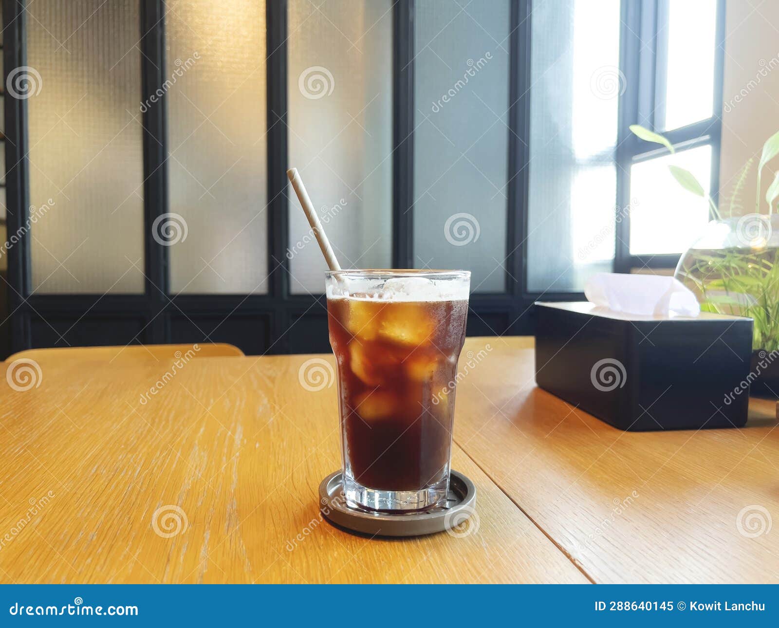 Cold Brew Iced Coffee on Table, at Office. Americano Coffee Menu. Stock ...