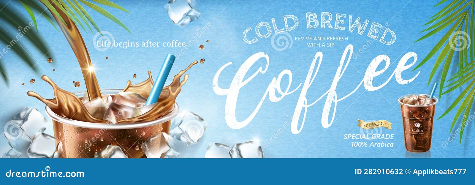 Cold Brewed Coffee Banner Ads Stock Vector - Illustration of glitter ...