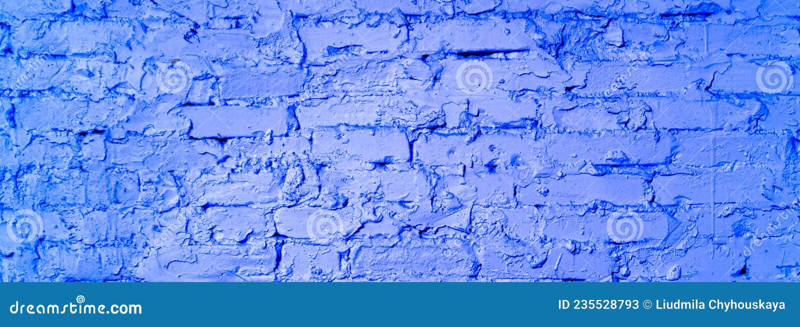 A Cold Brick Wall with Smeared Blue Brickwork. Blue, Brick Texture ...