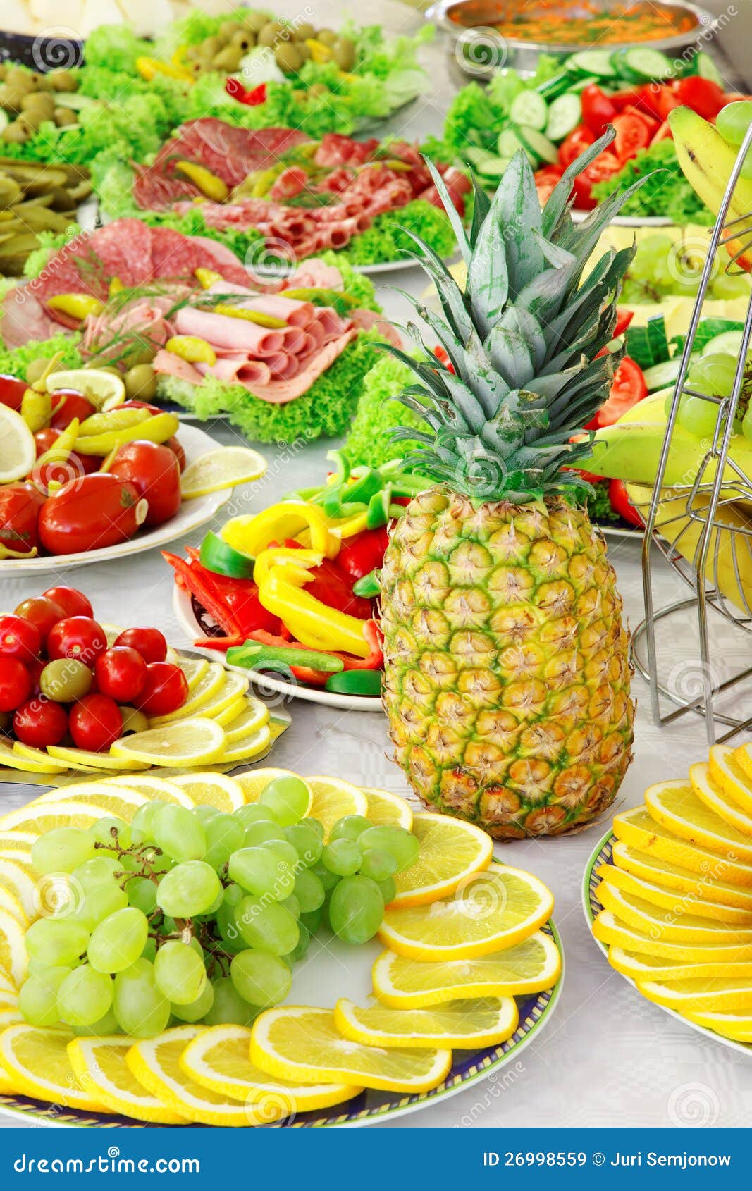 Cold buffet. stock image. Image of kitchen, plate, pineapple - 26998559