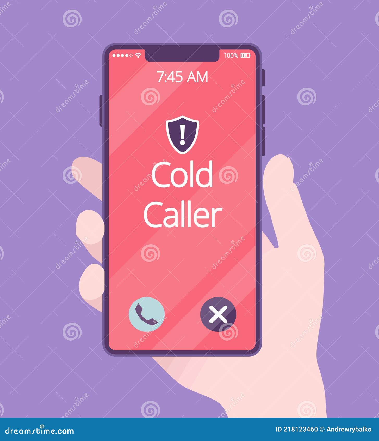 Cold Calling on Telephone Screen for Potential Customer Stock Vector ...
