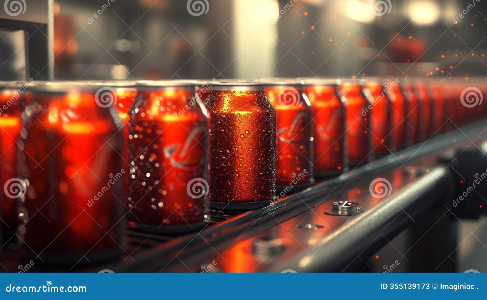 Cold Cans Moving on a Conveyor Belt Stock Illustration - Illustration ...