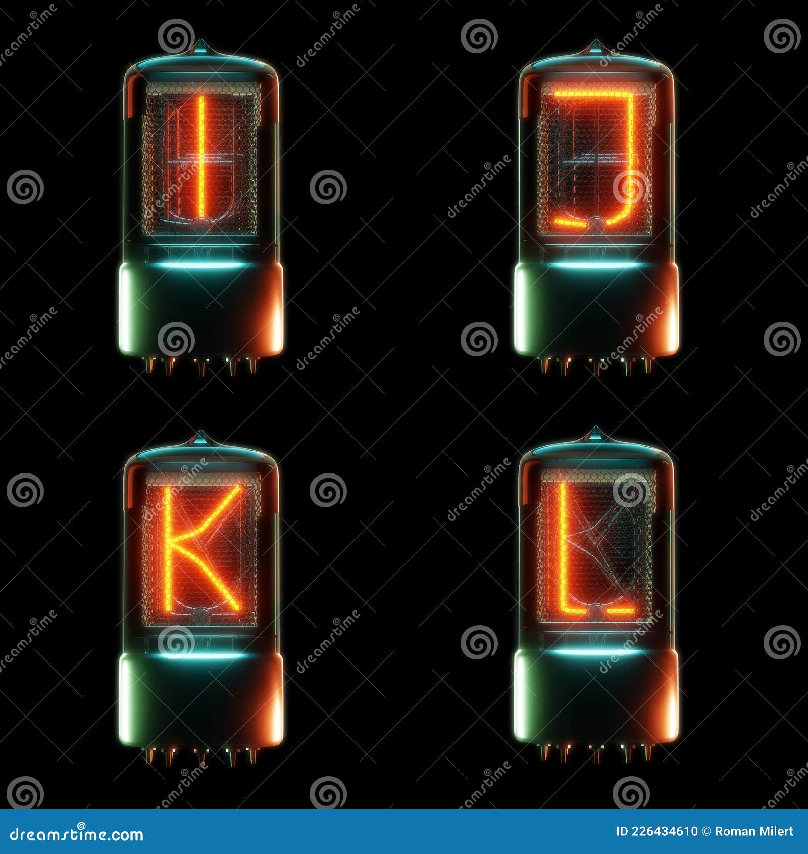 Cold Cathode Tube Alphabet - Letters I-L Stock Illustration ...