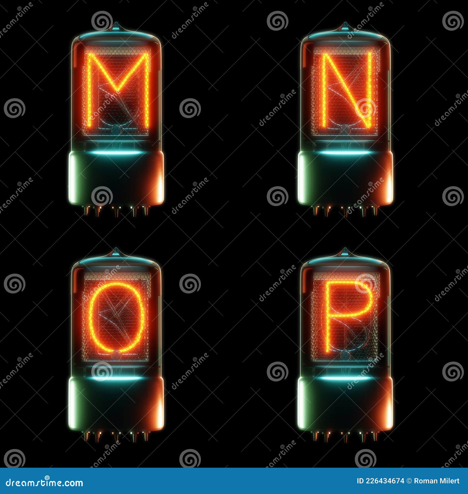 Cold Cathode Tube Alphabet - Letters M-P Stock Illustration ...