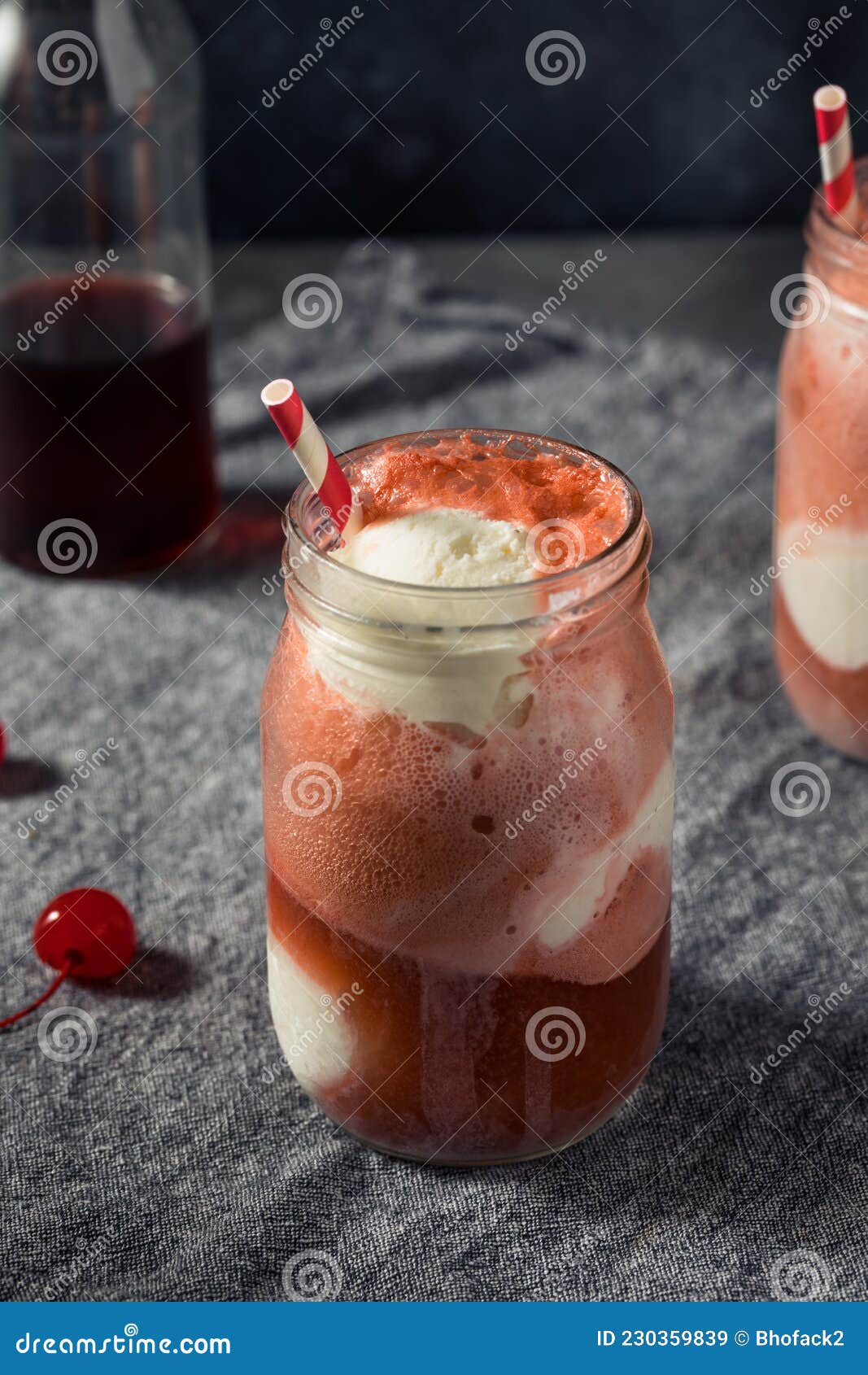 Cold Cherry Cola Ice Cream Float Stock Image - Image of creamy, cherry ...