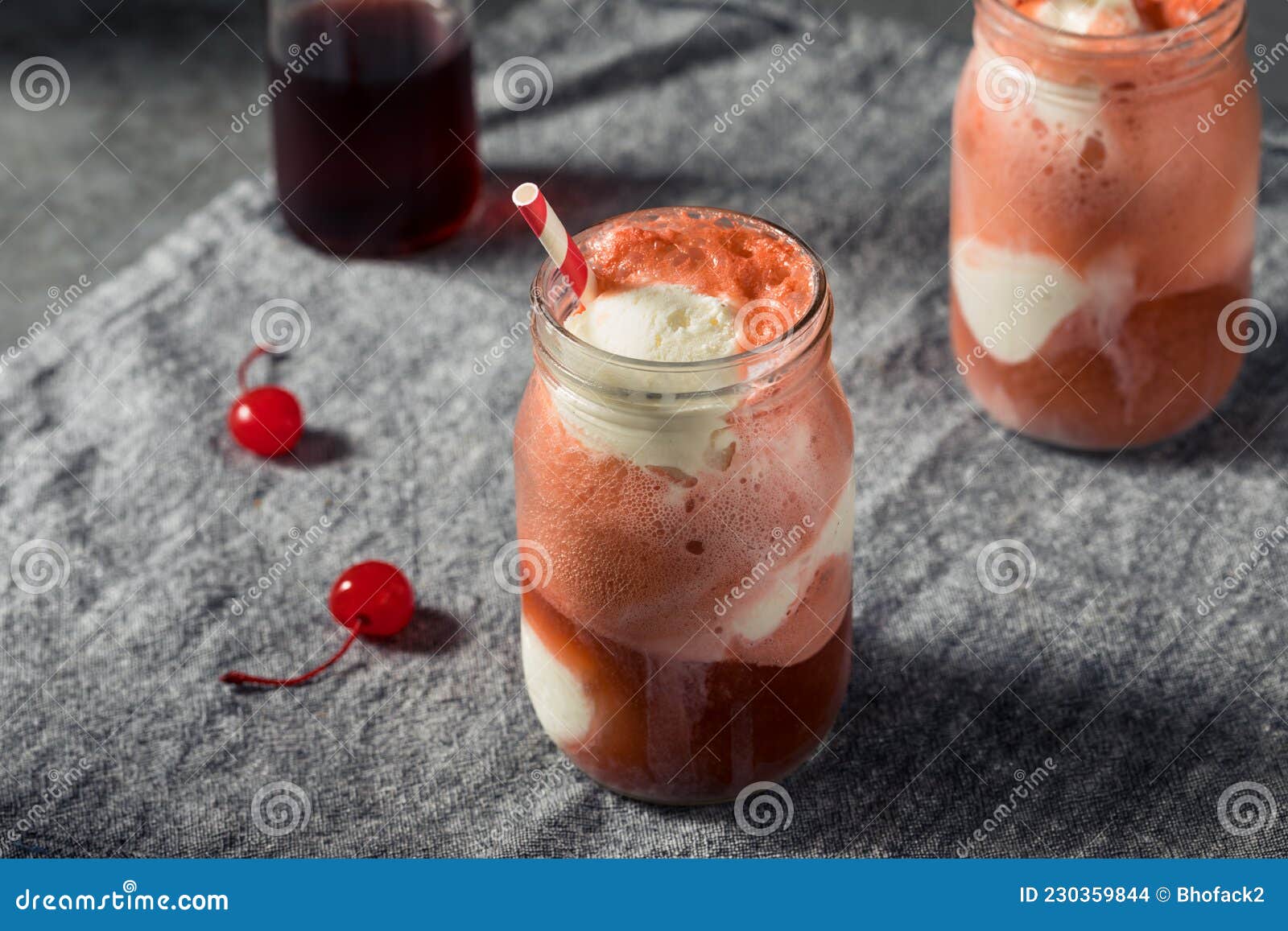 Cold Cherry Cola Ice Cream Float Stock Photo - Image of drink, cherry ...