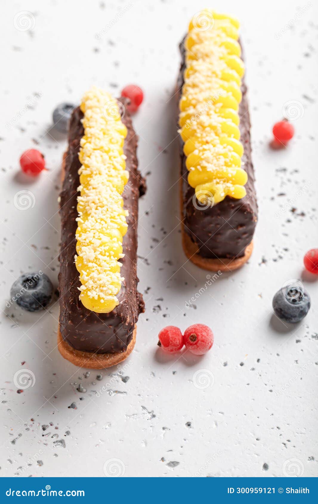 Cold Chocolate Bar with Berries and Sour Cream Stock Image - Image of ...