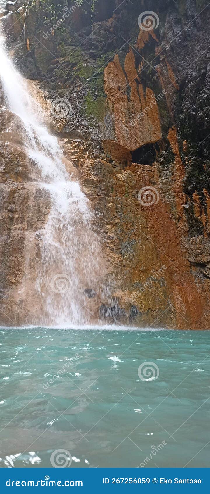 The Cold Cigamea Waterfall on the Blue Water Stock Image - Image of ...