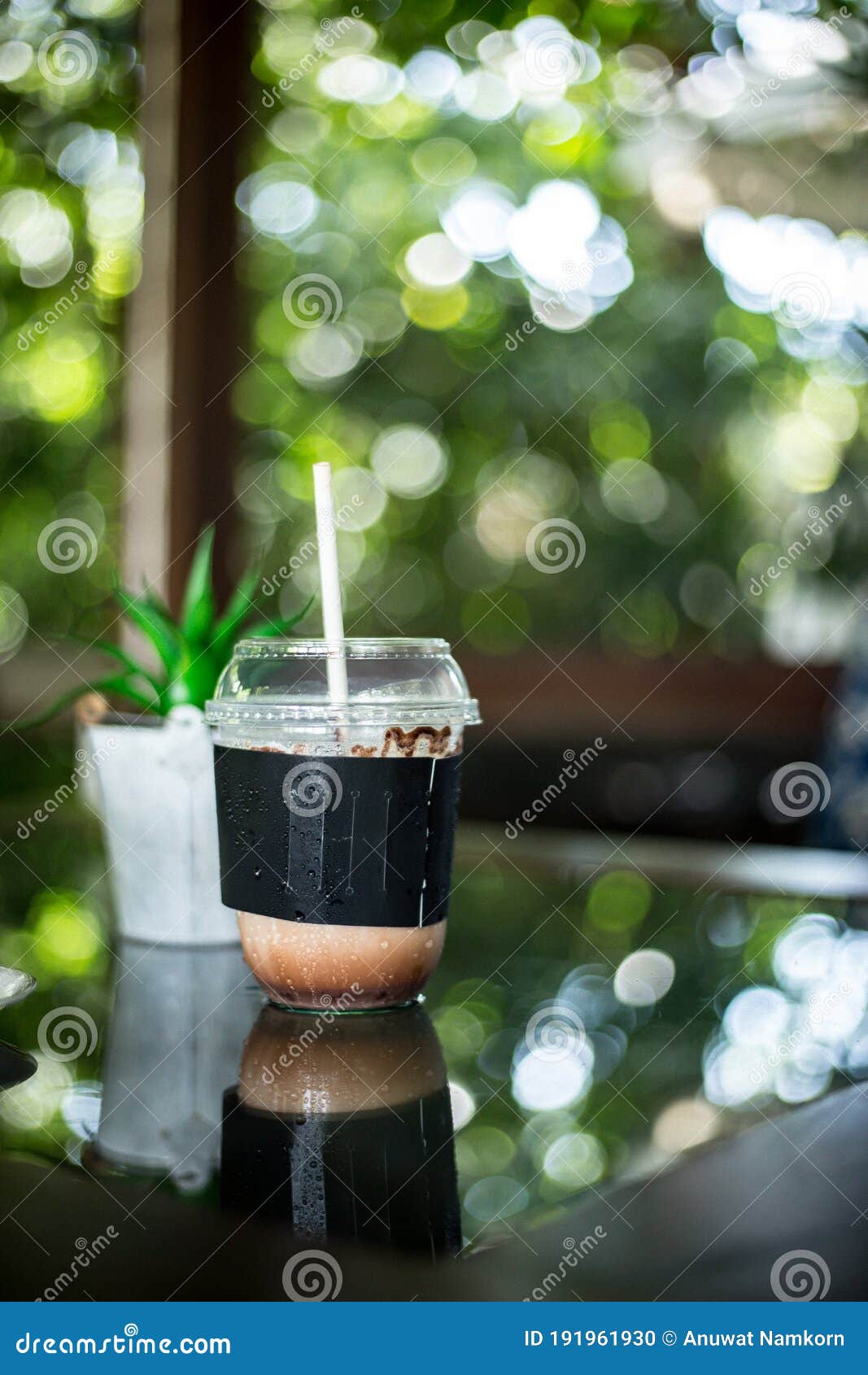 Cold Cocoa Glass on the Glass Table Stock Photo - Image of liquid ...