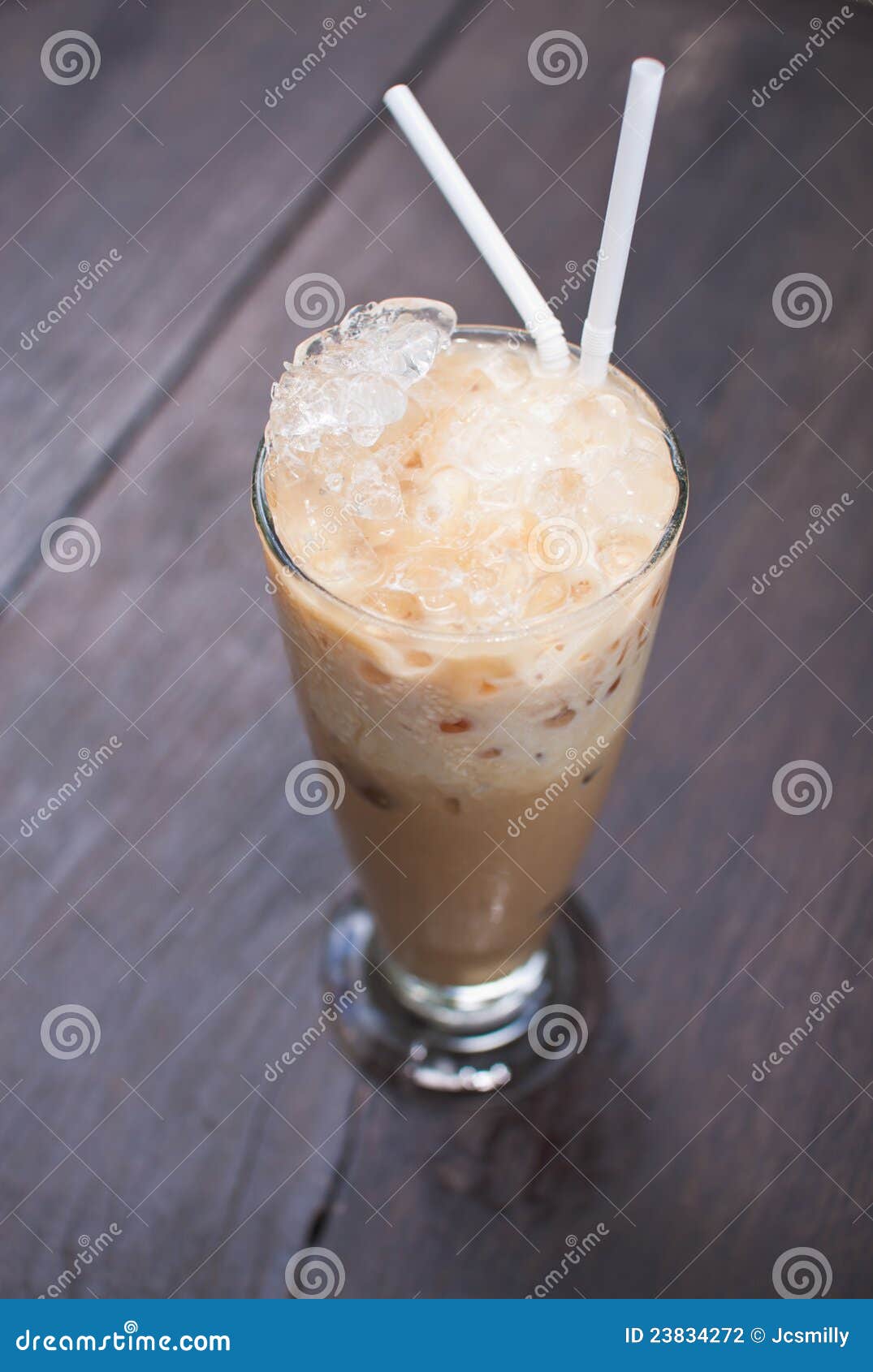Cold Coffee Drink with Ice on Wood Stock Photo - Image of dessert, cold ...
