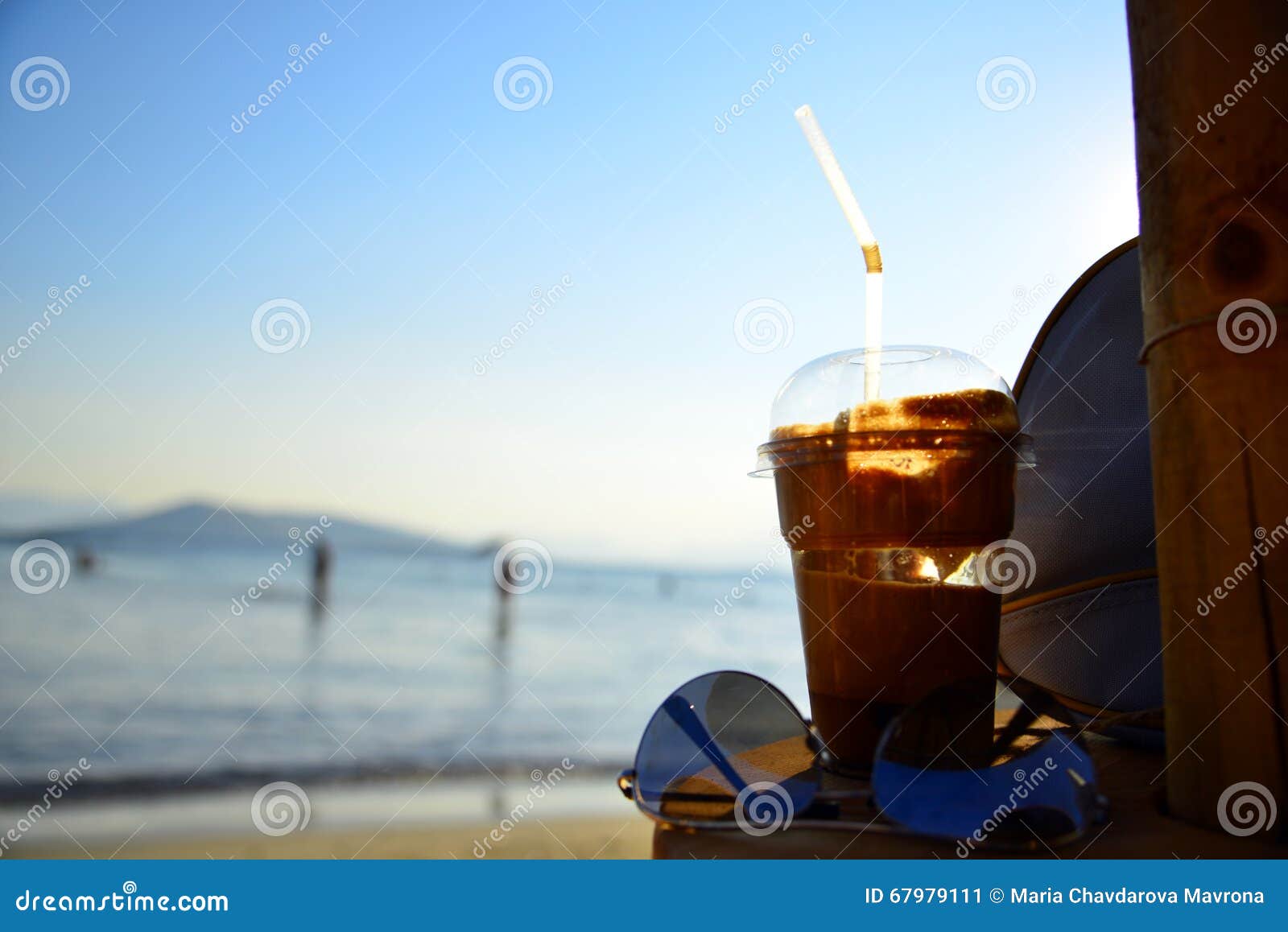 Cold Coffee Hot Weather Beach Vacation Stock Image - Image of plastic ...