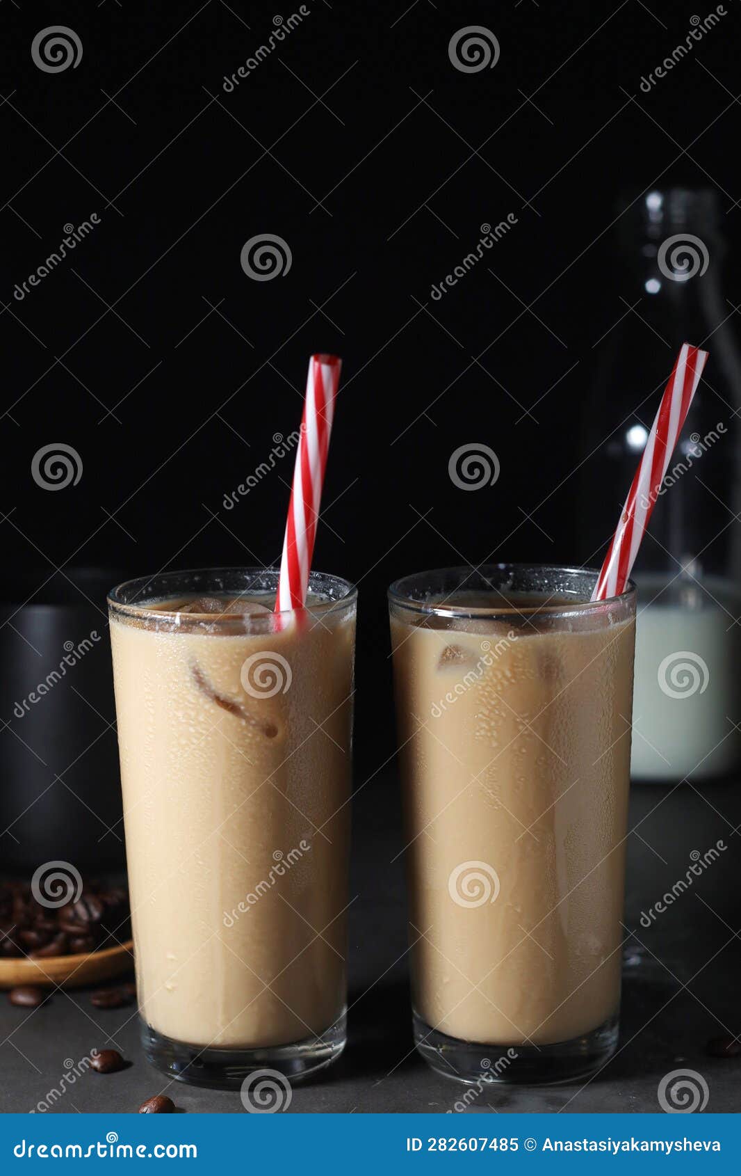 Cold Coffee with Ice in Low Key Stock Image - Image of cool, iced ...