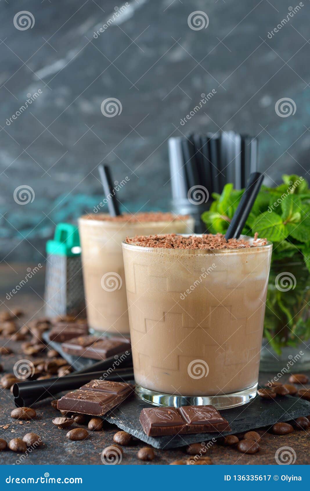 Cold Coffee Latte with Chocolate Stock Image - Image of natural ...