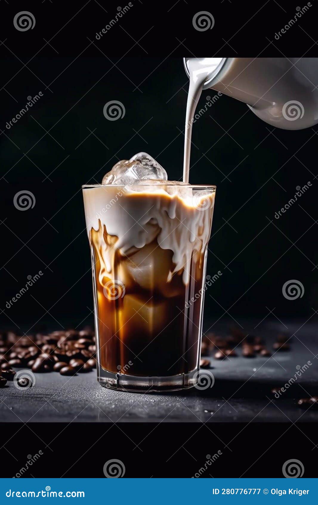 Cold Coffee with Milk and Ice Stock Illustration - Illustration of ...