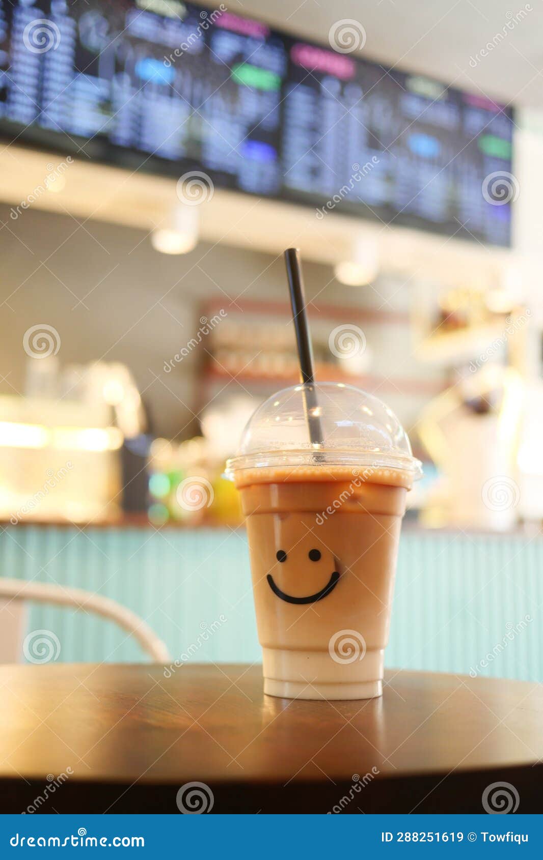 Cold Coffee in a Plastic Container with Smile Shape Design on it Stock ...