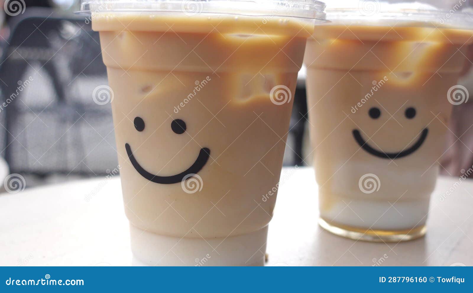 Cold Coffee in a Plastic Container with Smile Shape Design on it Stock ...