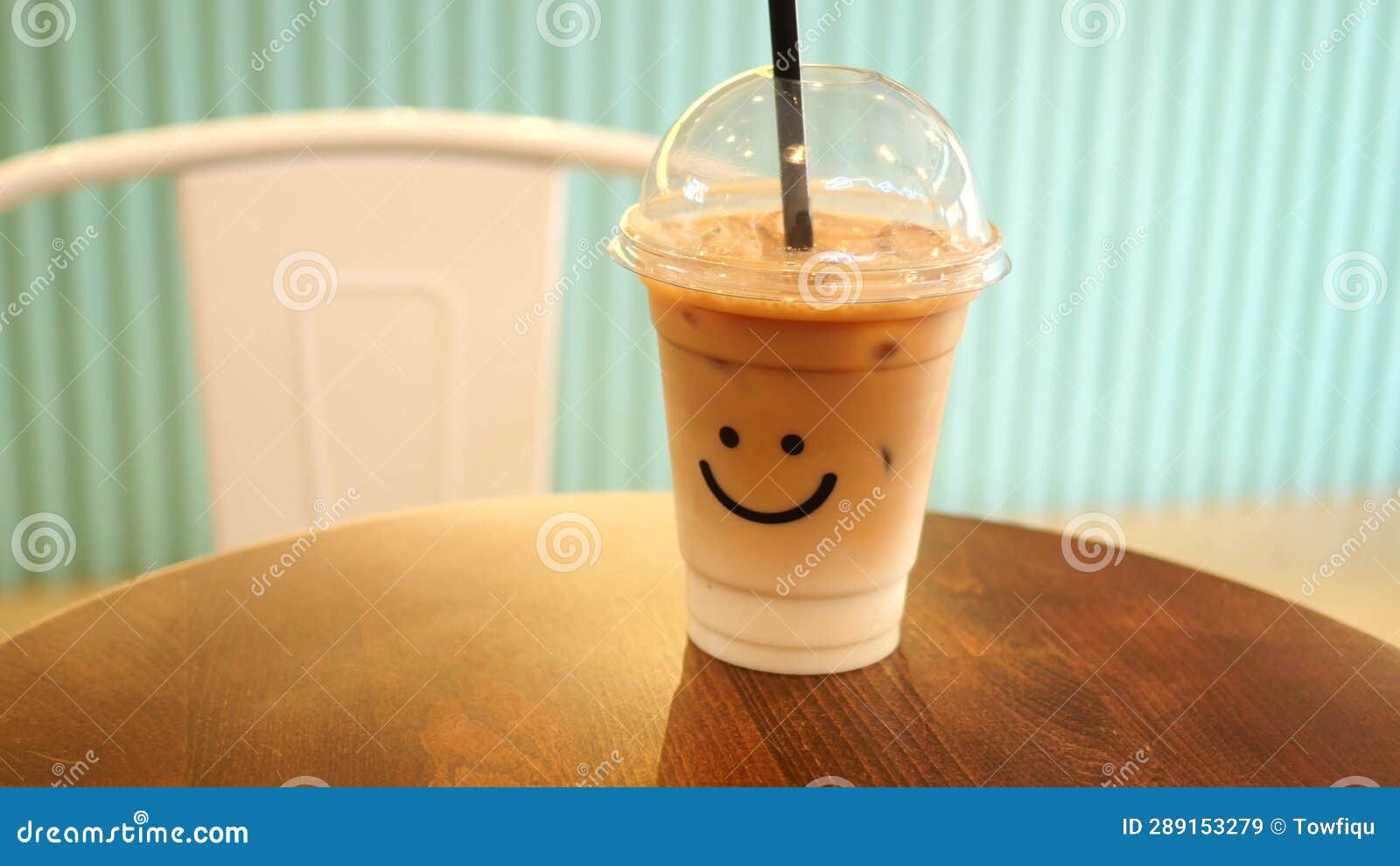 Cold Coffee in a Plastic Container with Smile Shape Design on it Stock ...