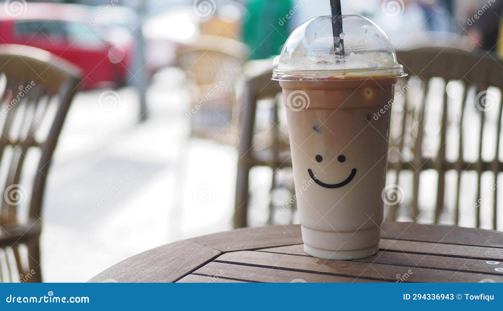 Cold Coffee in a Plastic Container with Smile Shape Design on it Stock ...