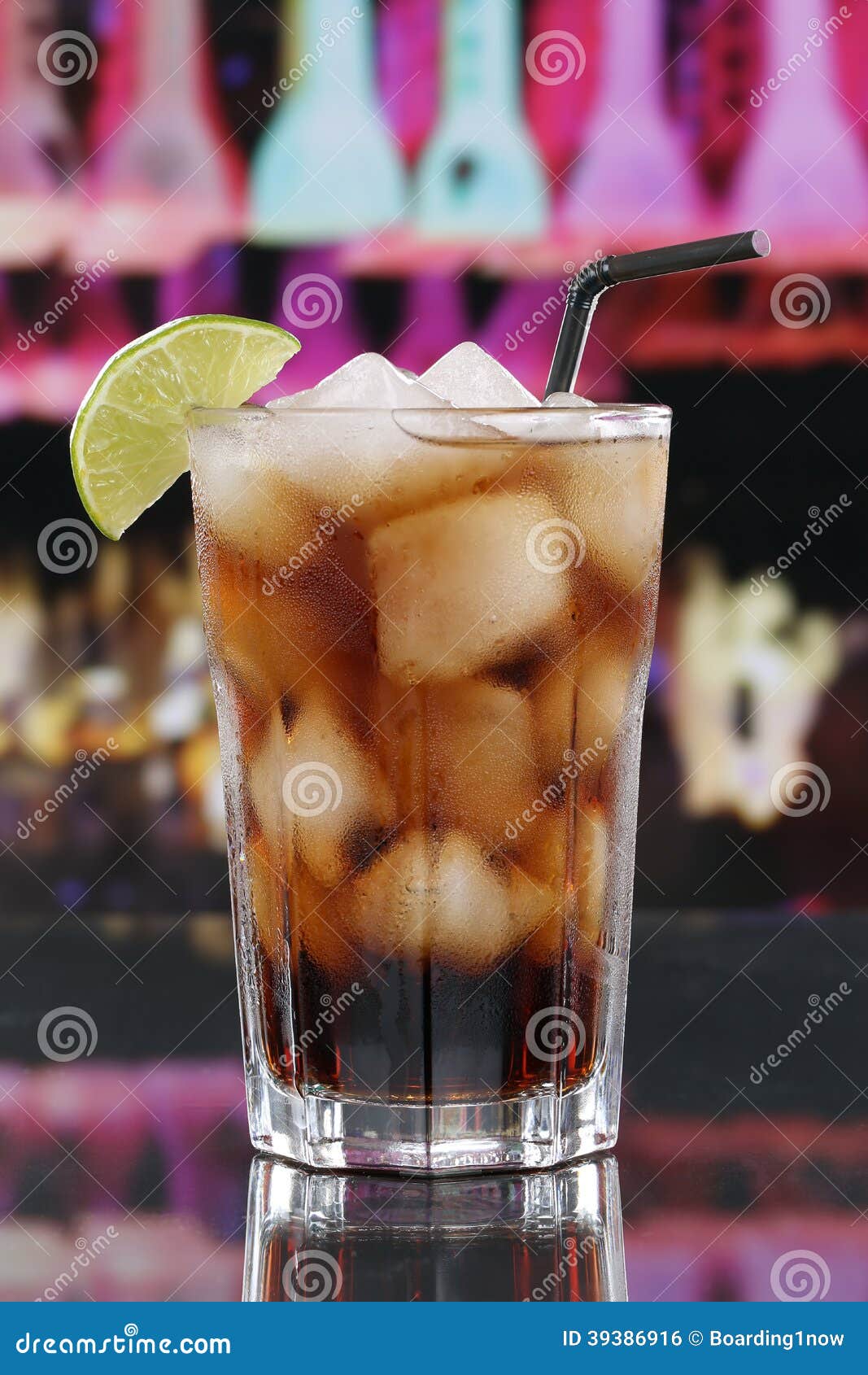 Cold Cola in Glass in a Bar or Party Stock Photo - Image of food, cuba ...