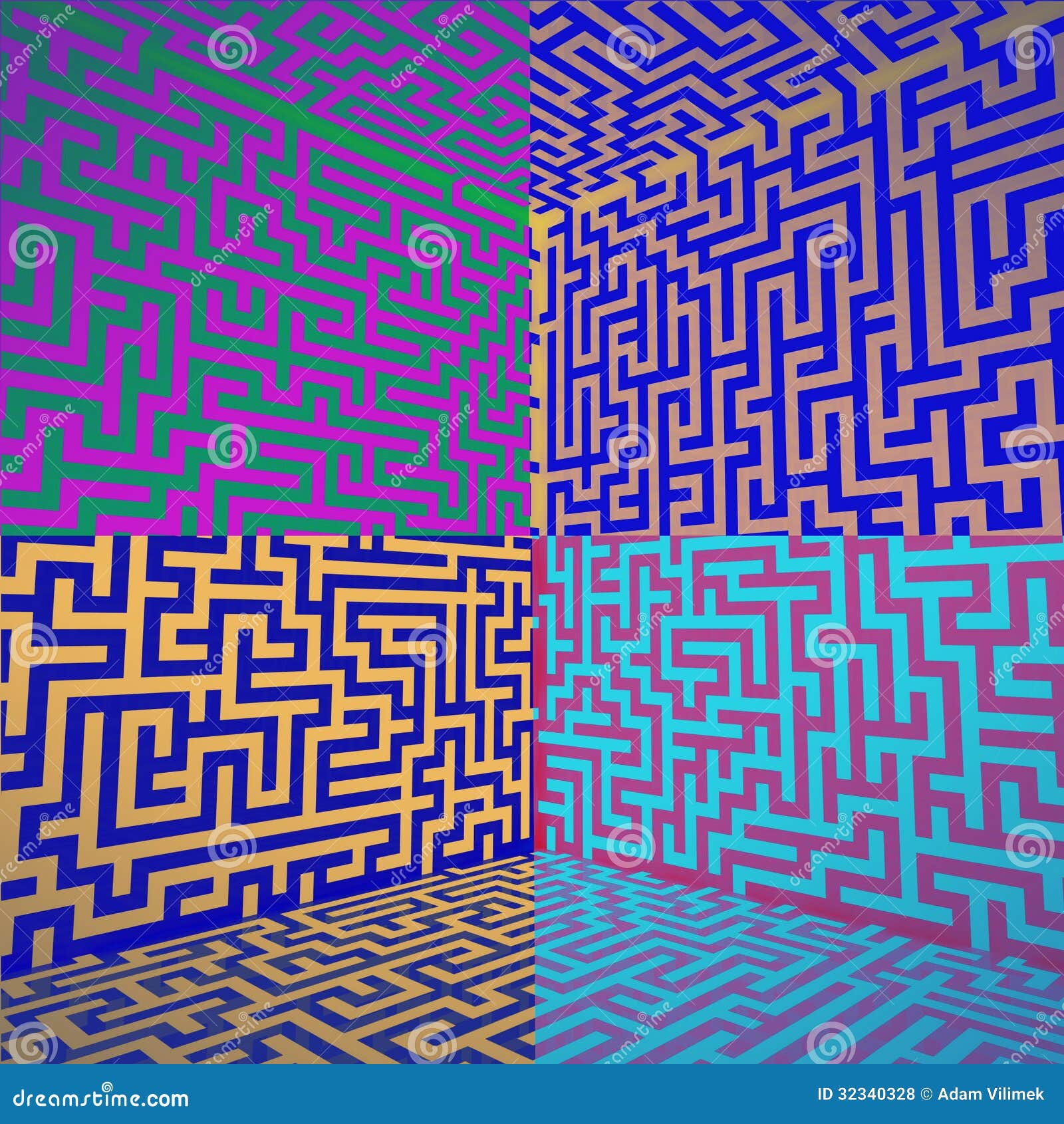 Cold Colored Shaded Three Dimensional Maze Box Stock Illustration ...