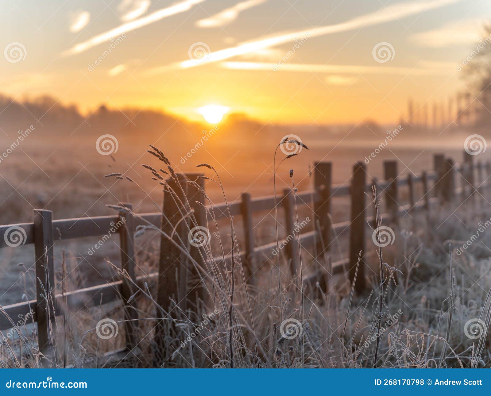 A Cold and Crisp Sunrise Over the Fields Stock Photo - Image of sunset ...