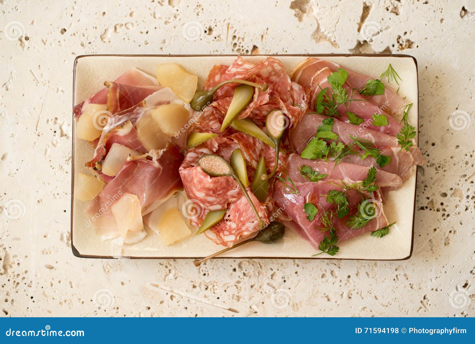 Cold Cuts or Deli Meat and Greens in Plate Stock Photo - Image of cold ...
