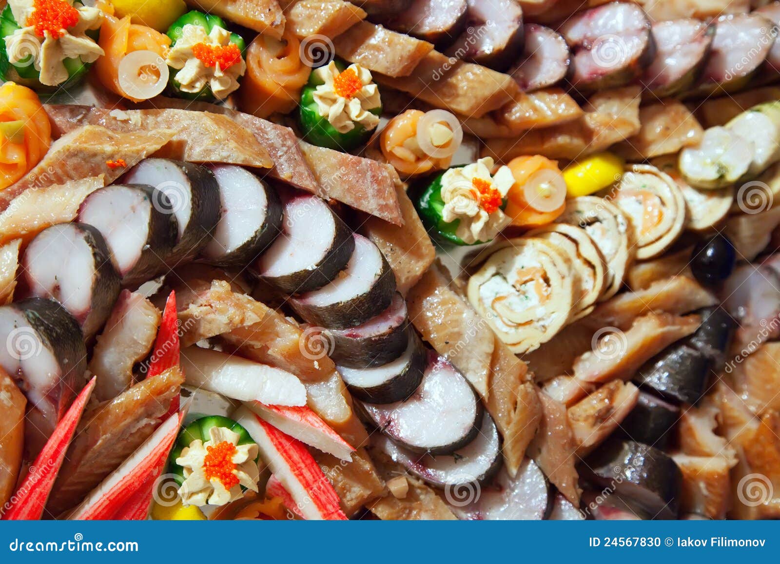 Cold Cuts Fish on Banquet Table Stock Photo - Image of hotel, catering ...