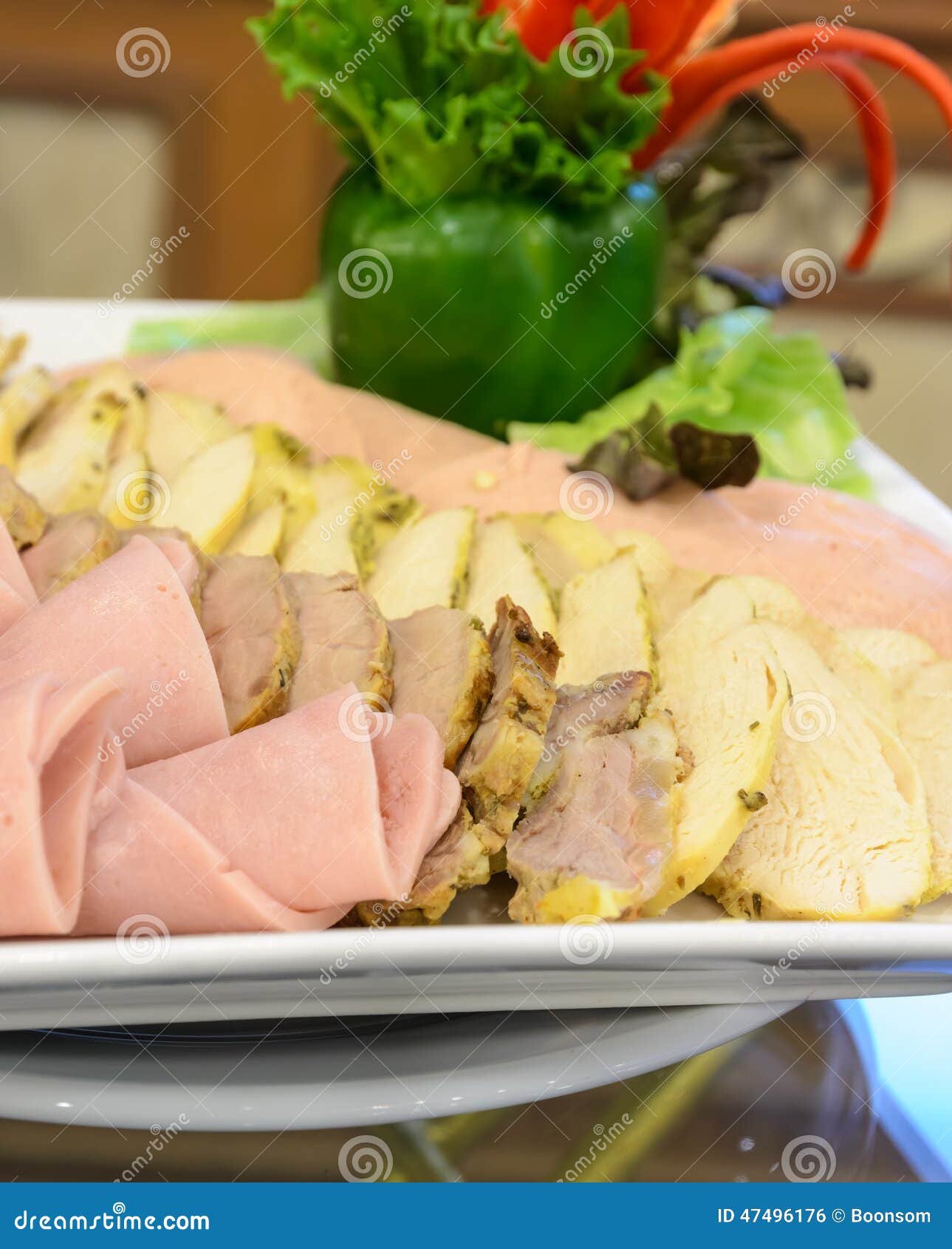 Cold Cuts Meat on Banquet Table in Buffet Stock Photo - Image of ...