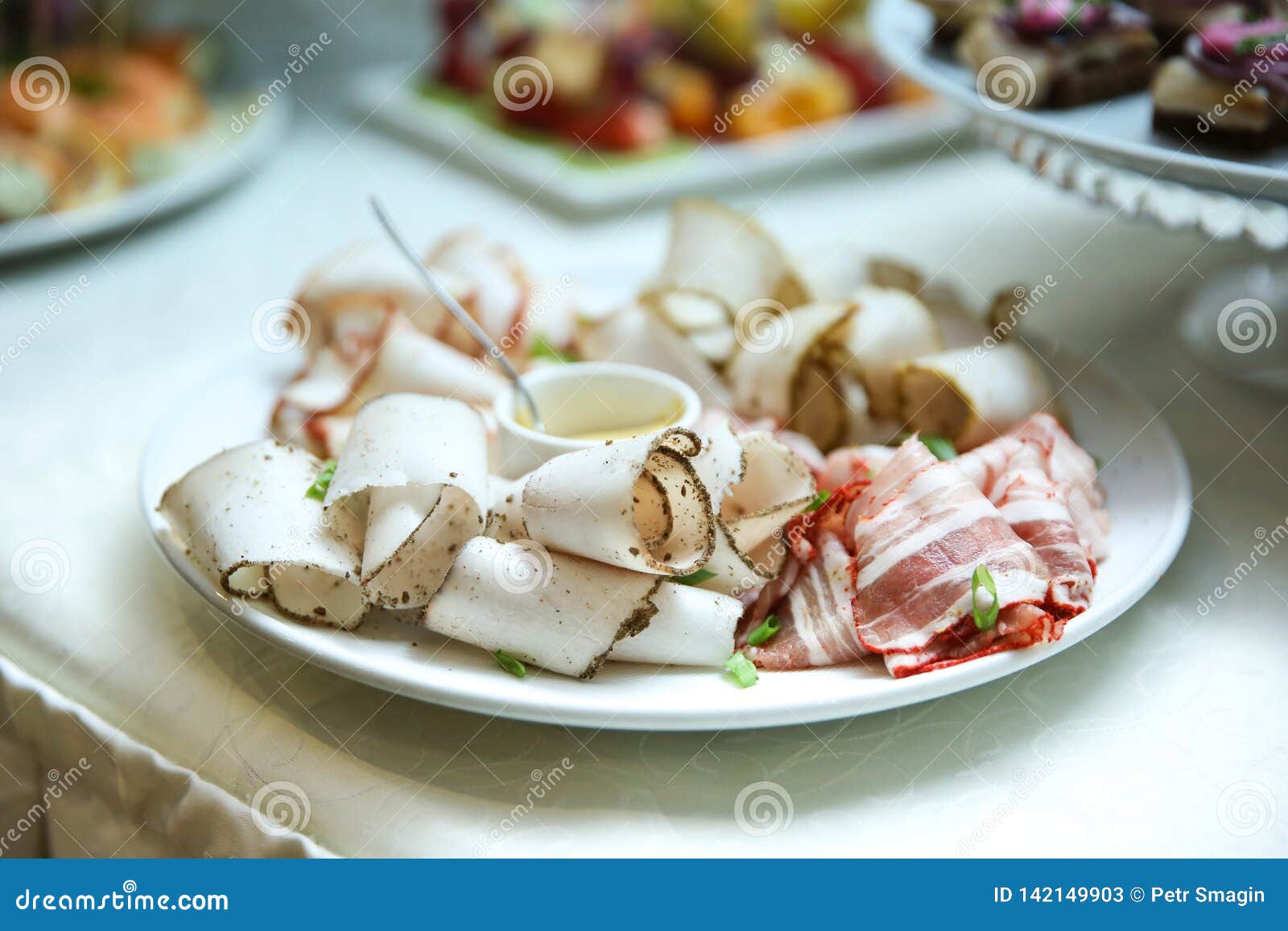 Cold Cuts on a Plate in the Restaurant Close-up Stock Image - Image of ...