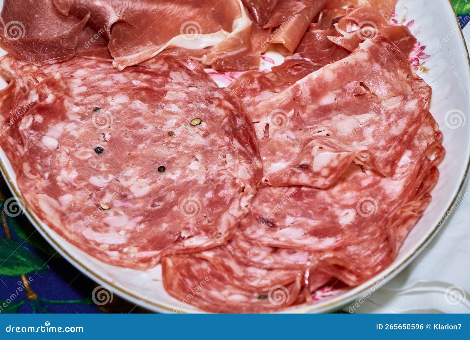 Cold cuts served on a dish stock photo. Image of breakfast - 265650596