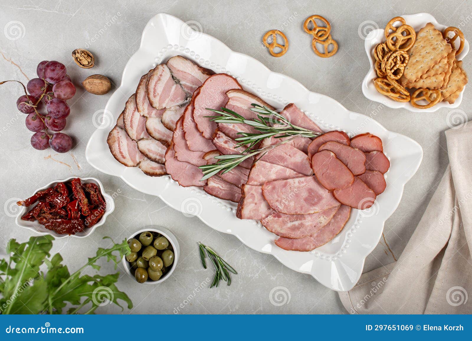 Cold cuts on the table stock image. Image of olive, meal - 297651069