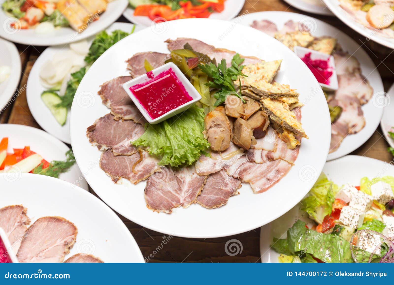 Cold cuts on the table stock photo. Image of banitsa - 144700172