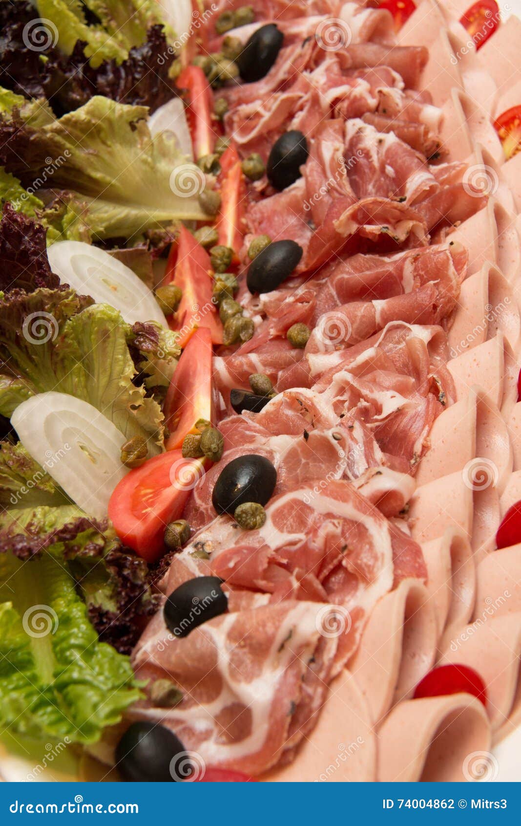 Cold cuts on white plate. stock photo. Image of party - 74004862