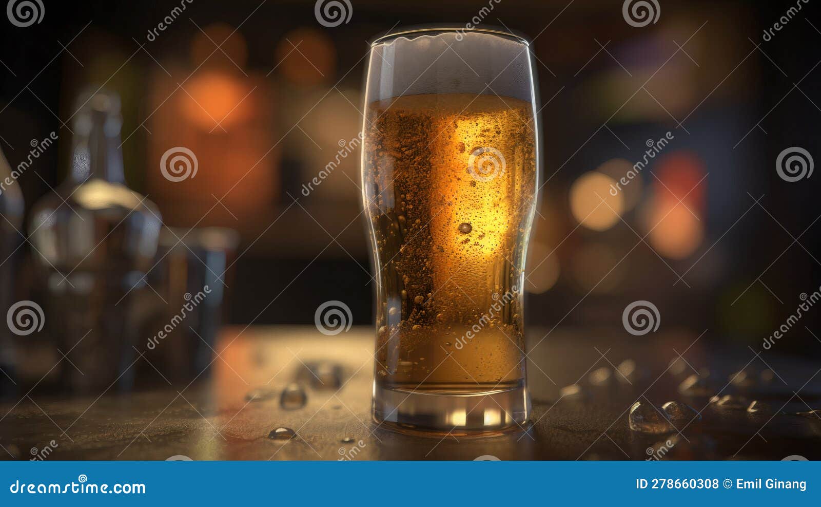A Cold Delicious Glass of Beer Inside a Restaurant Stock Illustration ...