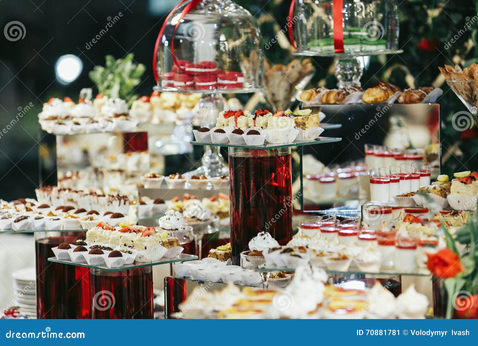Cold Desserts and Pastry on the Glass Dishes Stock Image - Image of ...