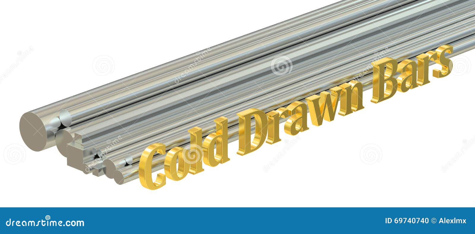 Cold Drawn Bars Concept, Rolled Metal. 3D Rendering Stock Illustration ...