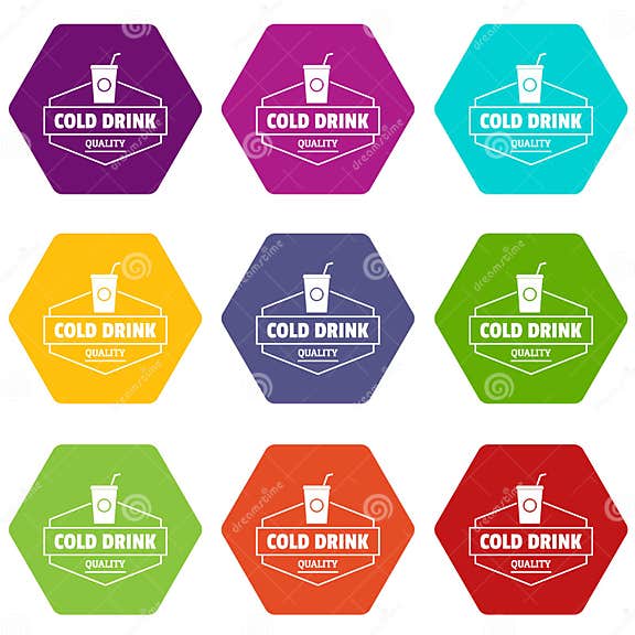 Cold Drink Icons Set 9 Vector Stock Vector - Illustration of logo ...