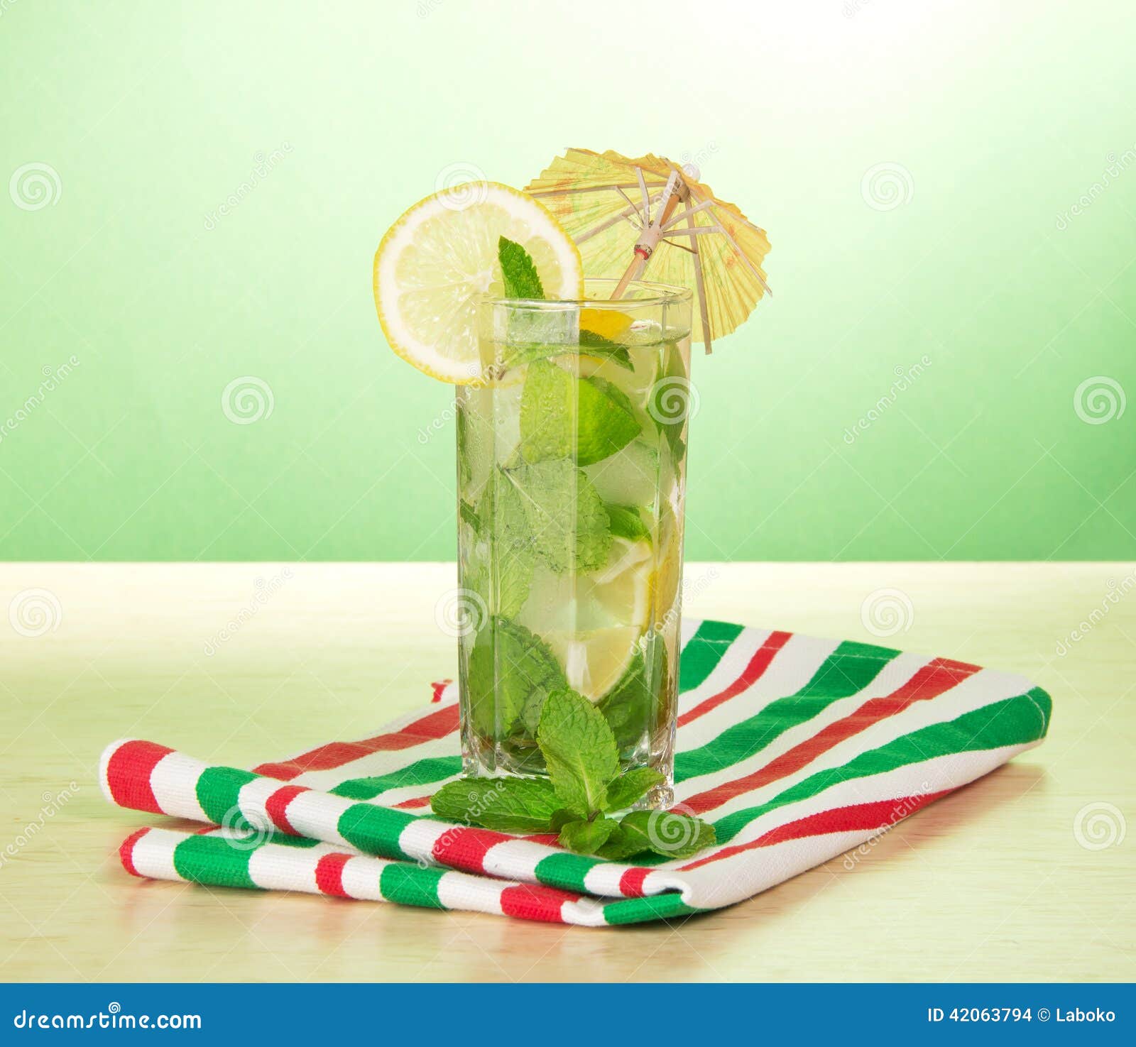 Cold Drink with a Lemon Slice and Spearmint Stock Photo - Image of ripe ...
