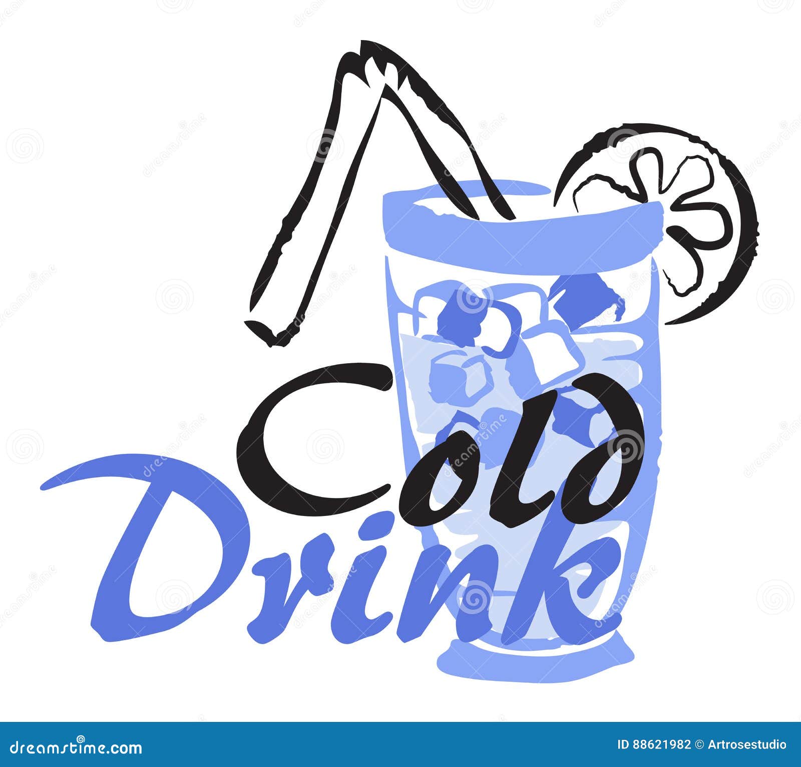 Cold Drink Sticker in Watercolor Style Stock Vector - Illustration of ...
