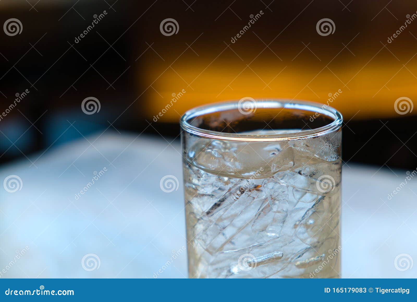 Cold Drinking Water and Ice in the Clear Glass Stock Image - Image of ...