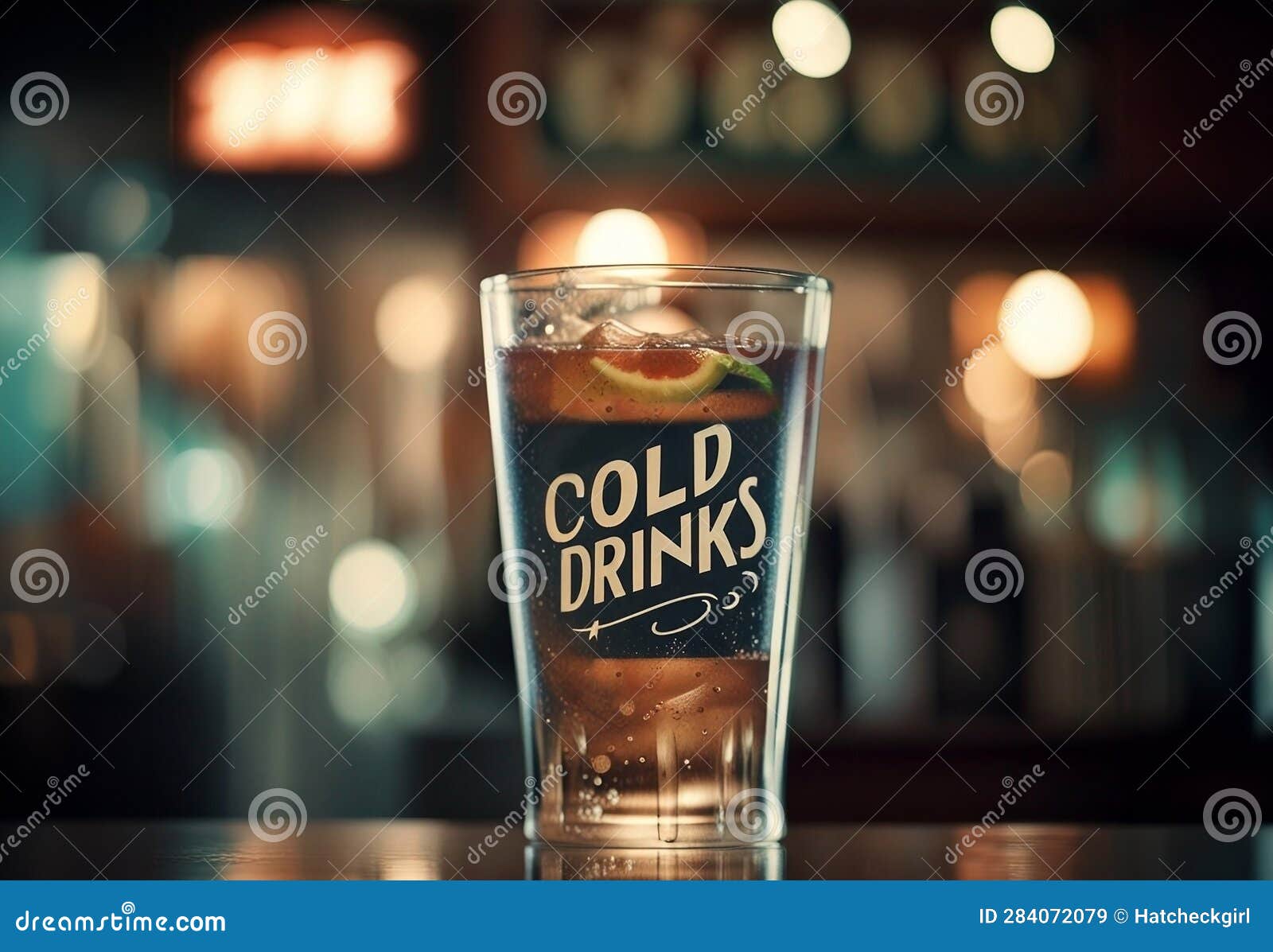 Cold Drinks Glass on a Bar Top Stock Illustration - Illustration of ...