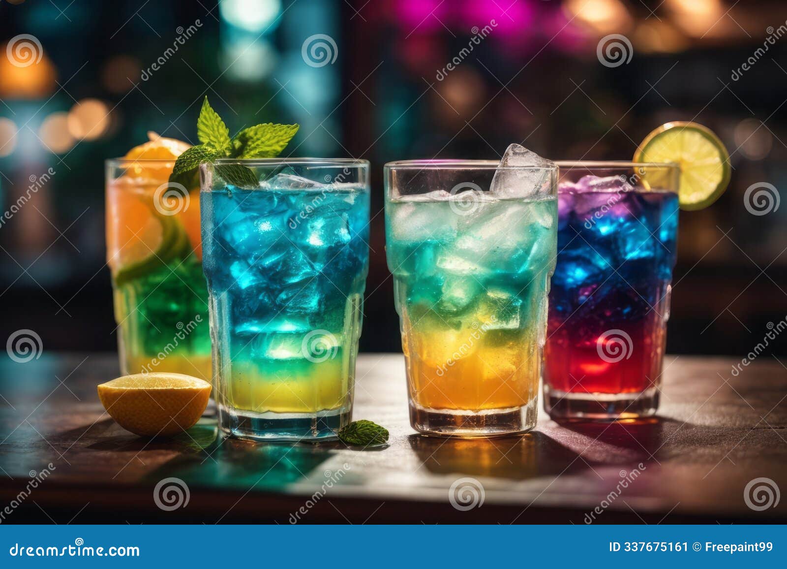 Cold Drinks with Various Colors and Flavors at the Restaurant Stock ...