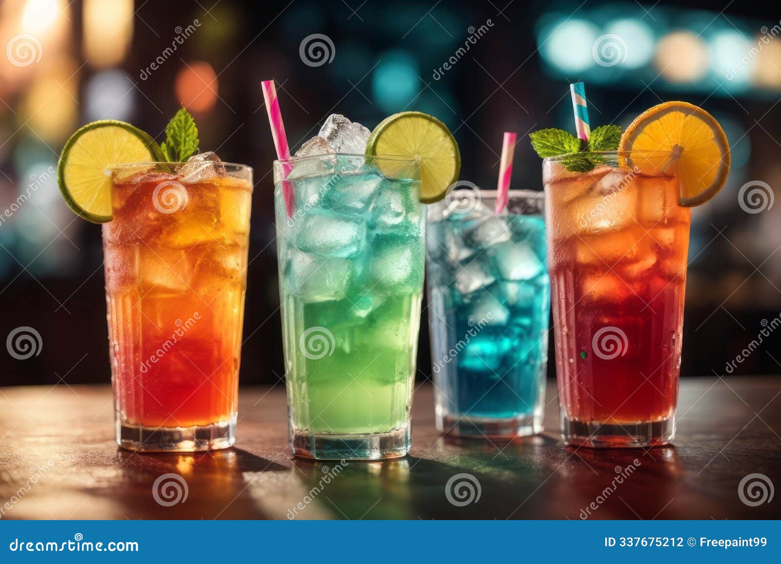 Cold Drinks with Various Colors and Flavors at the Restaurant Stock ...