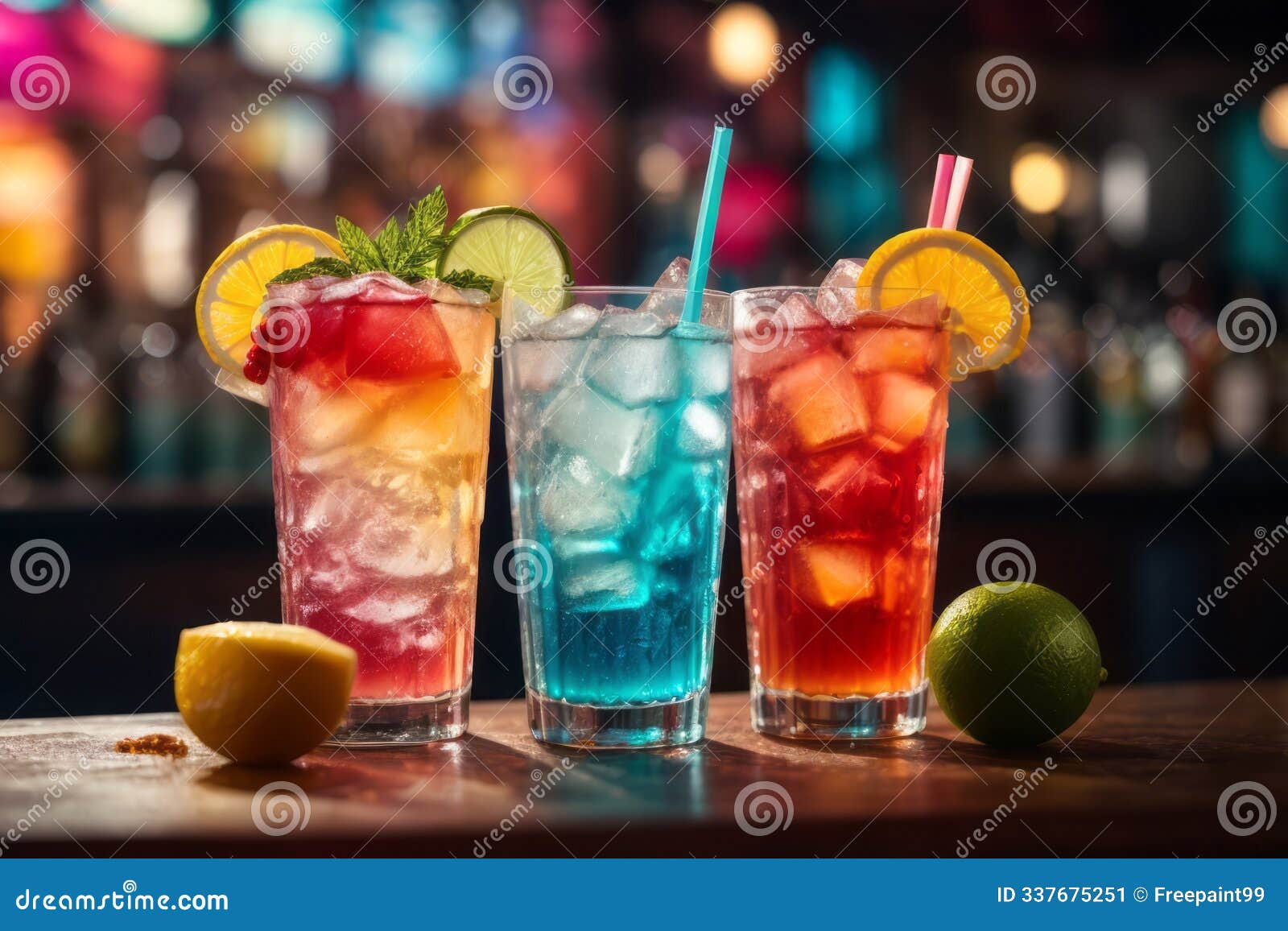 Cold Drinks with Various Colors and Flavors at the Restaurant Stock ...