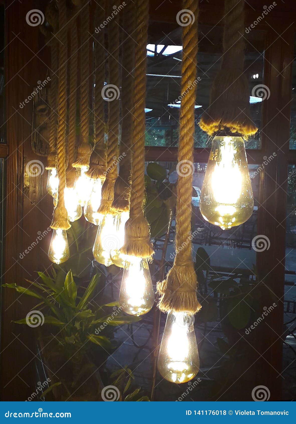 Cold-electric Bulbs on a Knitted String in Retro Style Like Luminaries ...