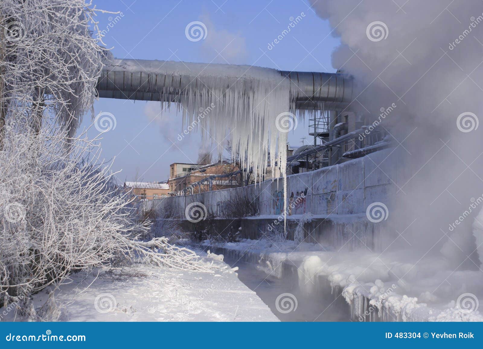 Cold factory stock photo. Image of trees, forest, smog - 483304