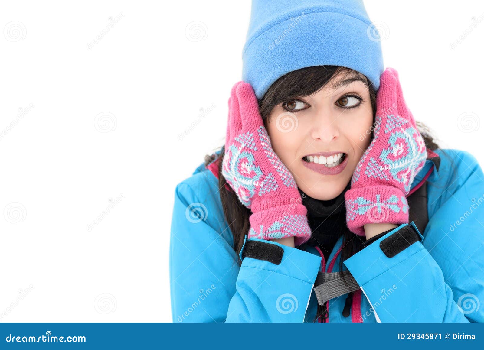 Cold female hiker face stock image. Image of blue, looking - 29345871